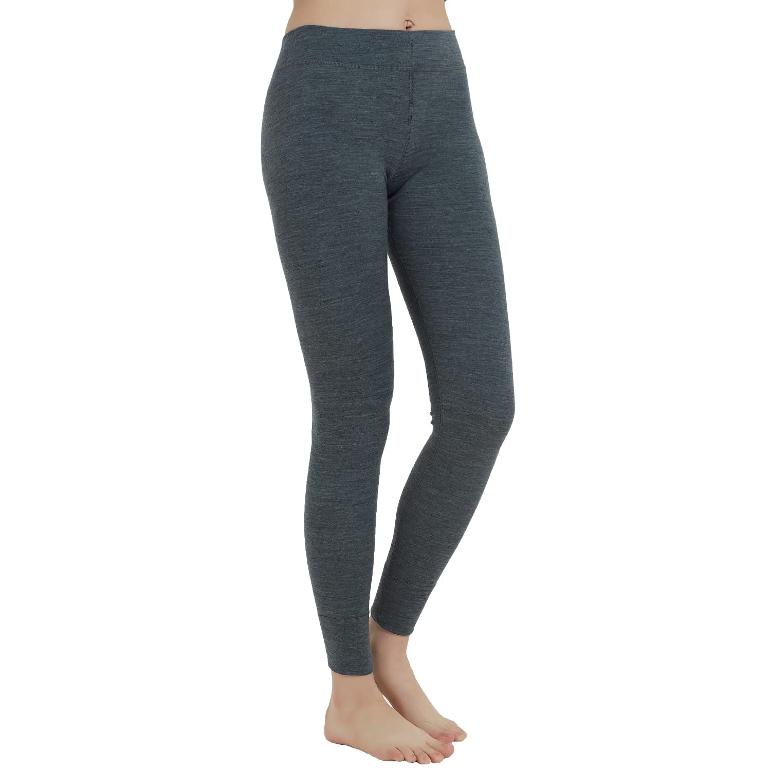 ZSOSBA METARINO Women's Merino Wool Midweight Base Layer Pants Long Wool Leggings Thermal Underwear for Hiking,Skiing,Snowboarding,Dark Grey,Medium