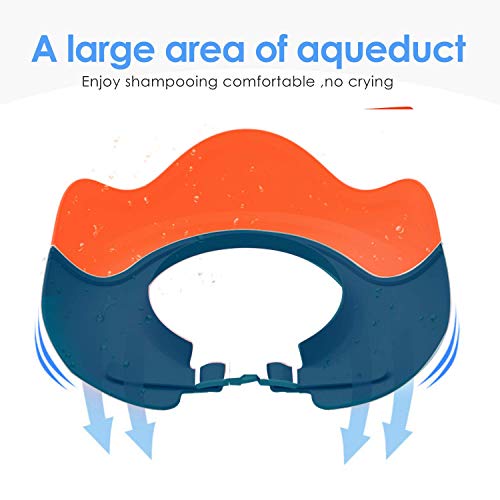 Safe Shampoo Shower Bathing Protection Bath Cap Soft Adjustable Visor Hat for Toddler, Baby, Kids, Children (Coral Red)