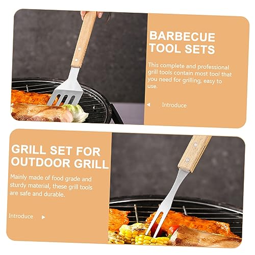 NOLITOY 1 Set Clips Grill Tools Grill Fork Tong Grilling Spatula Camping BBQ Tools BBQ Tools for Outdoor Grill Grilling Accessories Kit BBQ Barbecue Cooking Utensils Shovel Beech