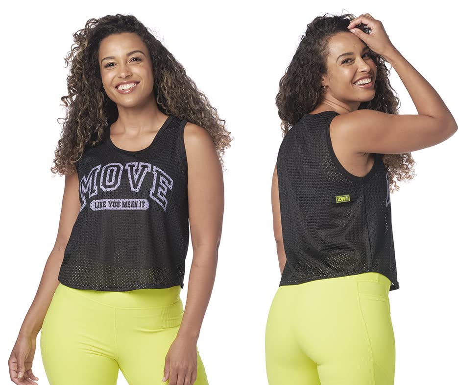 ZUMBA Women's Happy Workout Tank Top, Sleeveless Athletic Shirt, X-Large, Bold Black