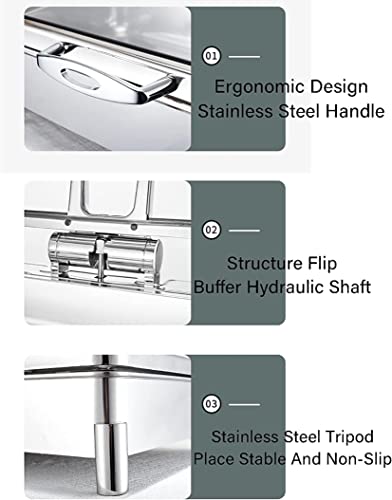 UZOURI 6 Qt Stainless Steel Chafing Dishes Silver Electro-Thermal Chafer Warmer Set with Touch Screen, Chafing Dishes Buffet for Wedding Kitchen Party Banquet Dining,B (B)