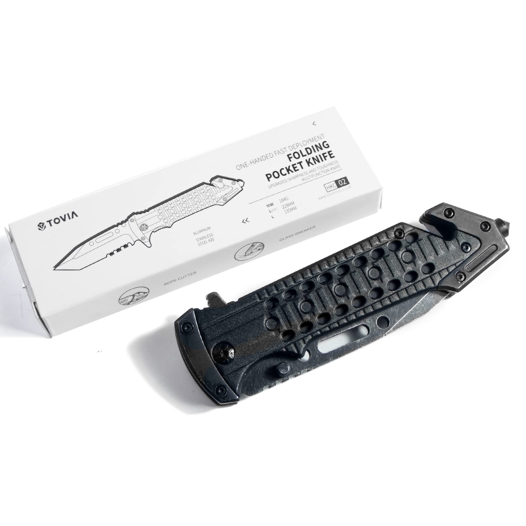T TOVIA Folding Pocket Knife Portable Multifunctional Tactical Knives with Aluminum Handle for Outdoor, Tactical, Survival, Camping, Hunting