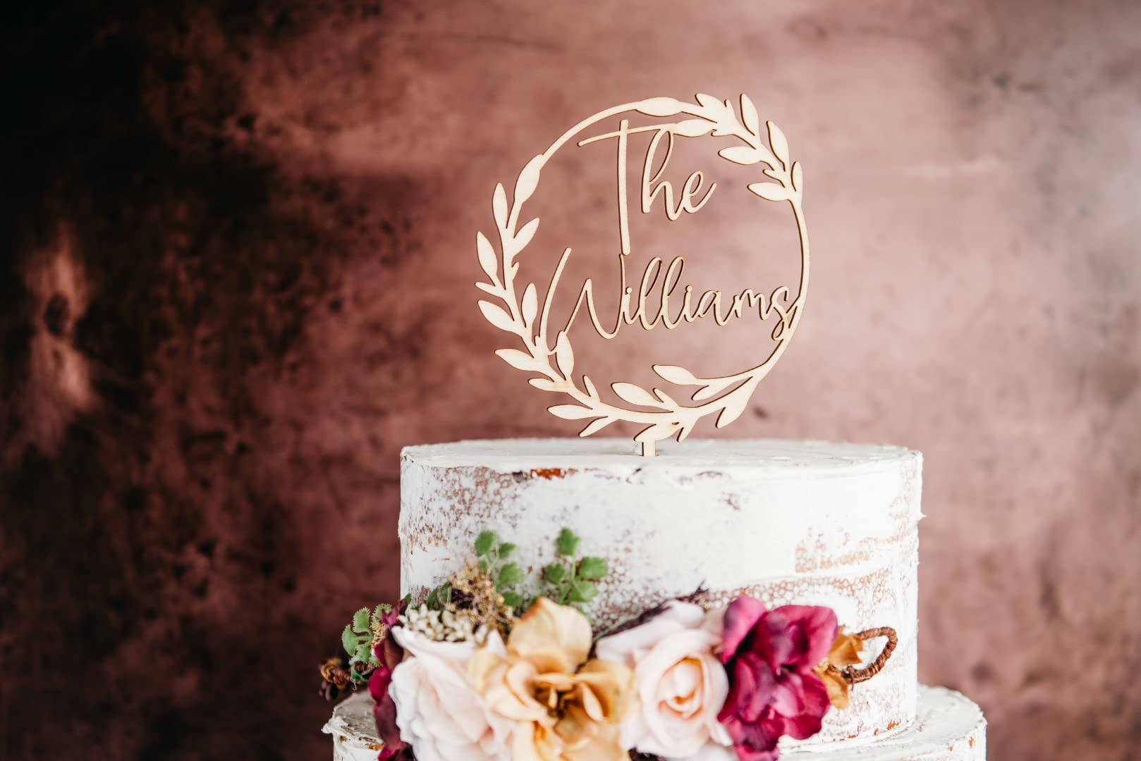 Wedding Custom Personalized Acrylic Wood Cake Topper, Hexagon, Geometric Cake Topper, Birthday Topper, Rustic Elegant Classic Cake Toppers