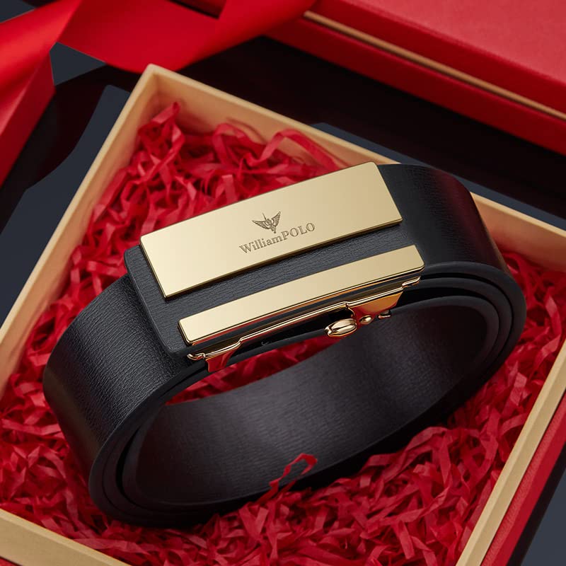 VANNANBA Belt Men Leather Ratchet Business Casual, Dress Slide Belt for men Automatic Buckle,with Gift Box