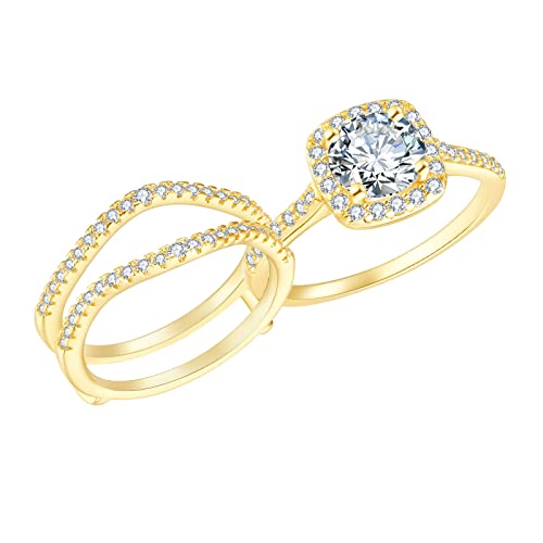 ZENBOTUNG 1.8CT Wedding Band Enhancer Guard Rings for Women Round AAAAA Cz Bridal Engagement Ring Set Size 7