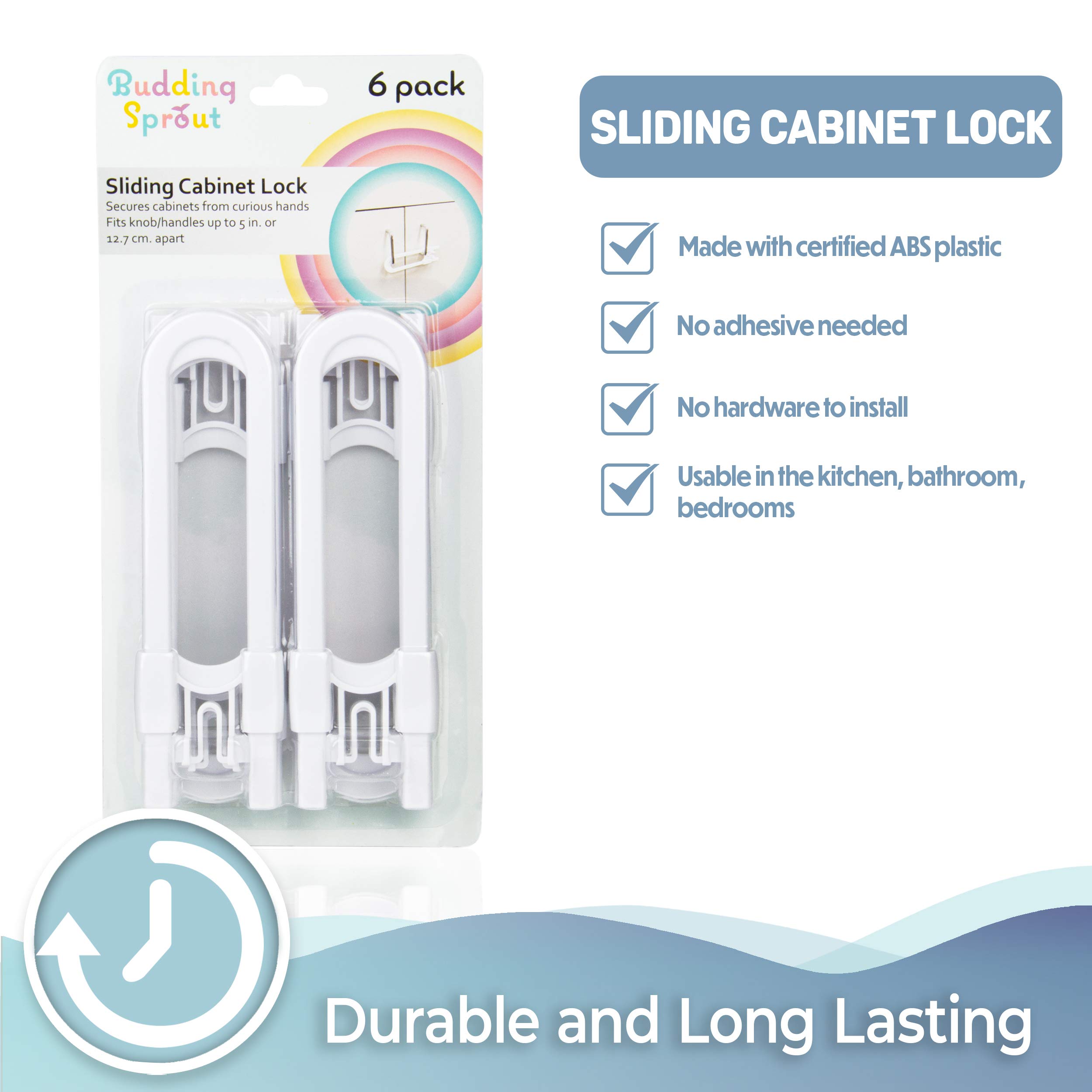 Safety Sliding Cabinet Lock (6-Pack) Easy to Use, Multi-Purpose Child Safety Lock, No Tools or Drilling Required, Best for Baby Proofing