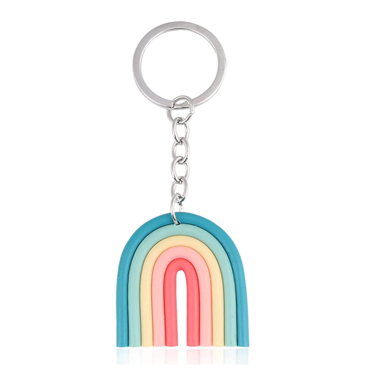 Unisex Keychain Rainbow Keychain Smiley Keyring Ladies Handbag Accessories Car Hanging Gift (Color : E3109, Size : One Size)
