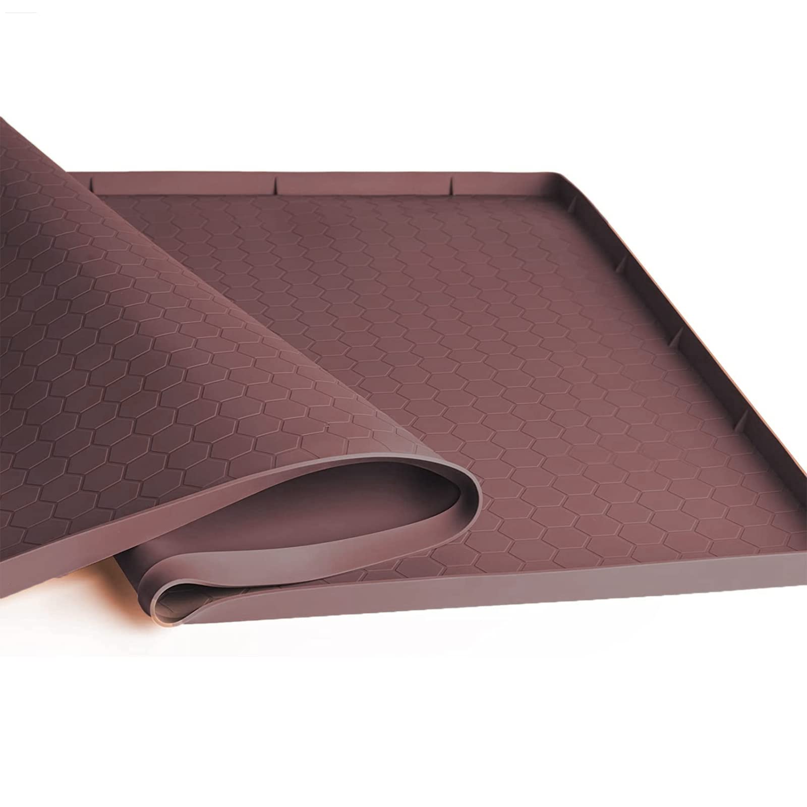 Under Sink Mat - Waterproof Kitchen Cabinet Tray - 28" x 22" Flexible Silicone Under Sink Liner with Drain Hole - Kitchen Bathroom Cabinet Mat and Protector for Drips Leaks Spills