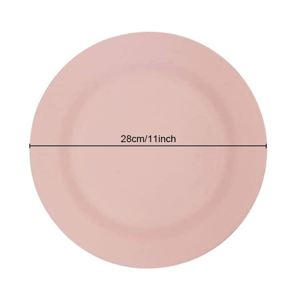 ZGWANSUI 28cm/11in Large Dinner Plates Unbreakable, 5 Pieces Round Wheat Straw Plates for Breakfast Appetizer, Reusable Serving Platter, Lightweight for Travel, BBQ, Picnic, Dishwasher Saf (Green)