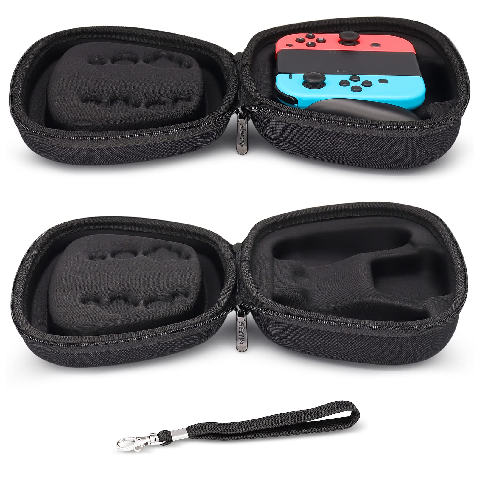sisma Joycon Case Compatible with Nintendo Switch Joy-Con and Grip, Travel Protective Cover Home Safekeeping Storage Case Black Carrying Bag