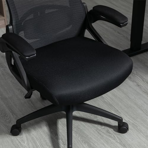 RIGHTPARTS Ergonomic Office Desk Chair,Mesh High Back Computer Chair with Adjustable 3D Headrest & Lumbar Support & Flip-Up Arms Executive/Home/Study/Work Office Desk Chairs(Black+ Gray)