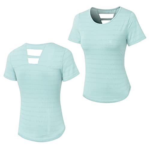 Women's Fitness Tee for Running Casual 3 Pack,White,Green,Thistle,Small