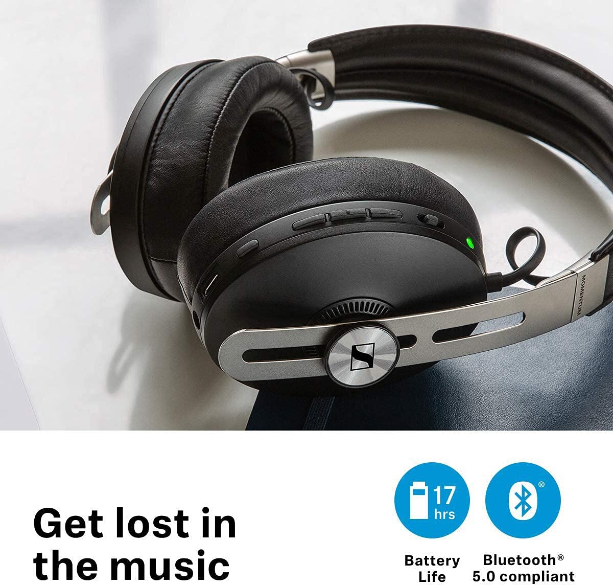 Sennheiser Momentum 3 Wireless Noise Cancelling Headphones with Alexa, Auto On/Off, Smart Pause Functionality and Smart Control App, Black White (Renewed)