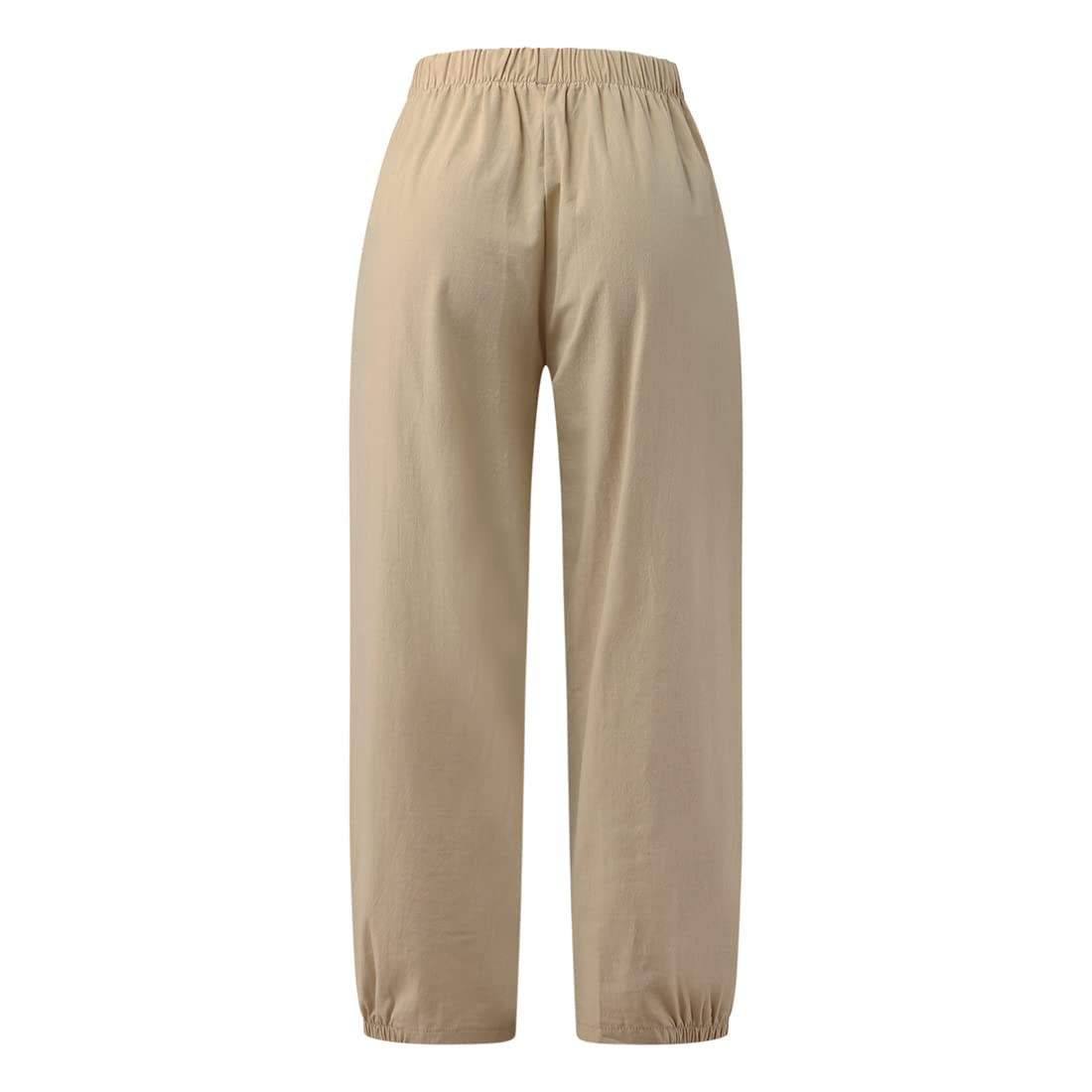 WROLEM Womens Capri Yoga Pants Wide Leg Loose Lounge Capris Sweatpants with Pockets Khaki L