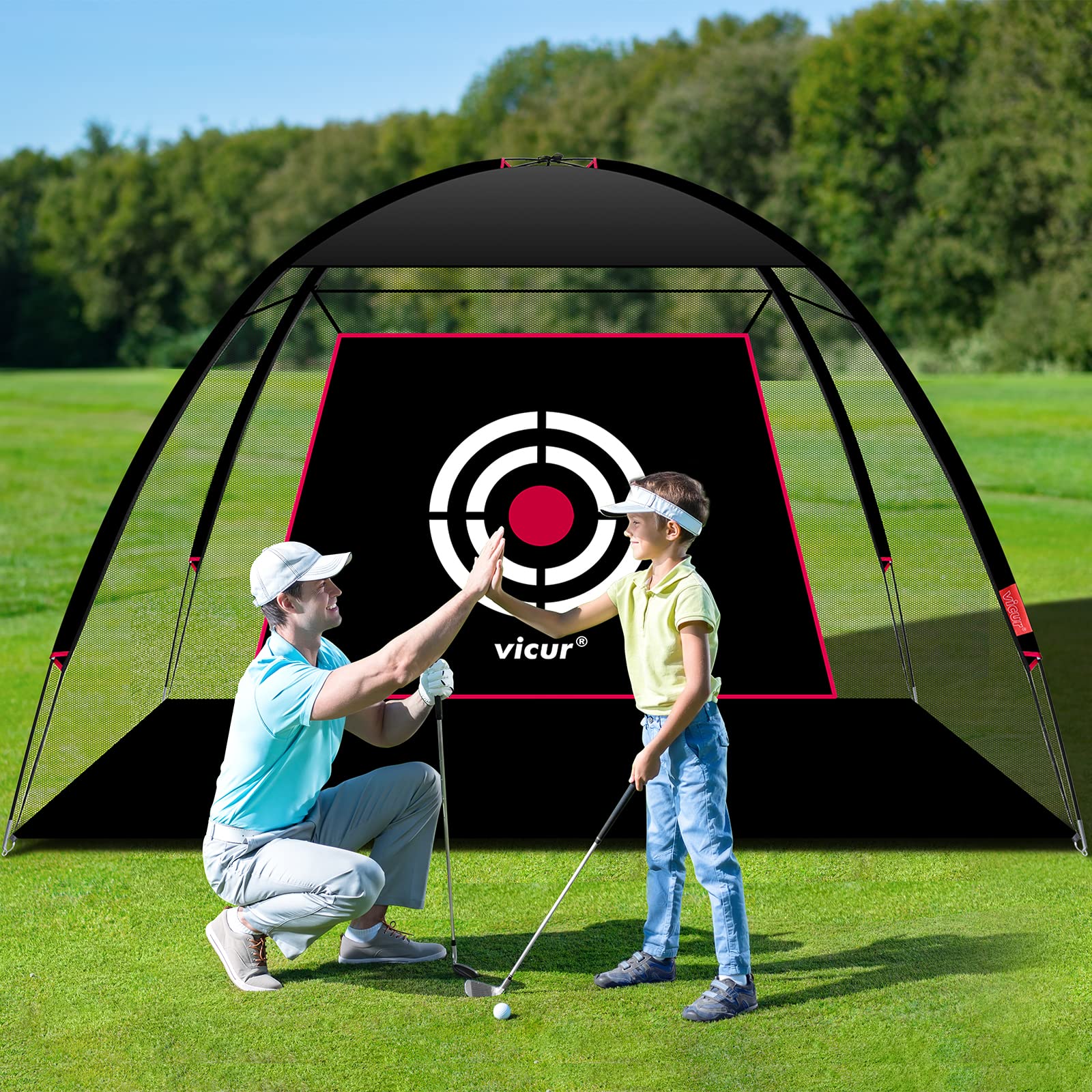 VICUR Golf Nets Golf Practice Net Golf Hitting Net 10x7 feet with Golf Hitting Mat & Golf Balls Packed in Carry Bag for Backyard Driving Indoor Outdoor