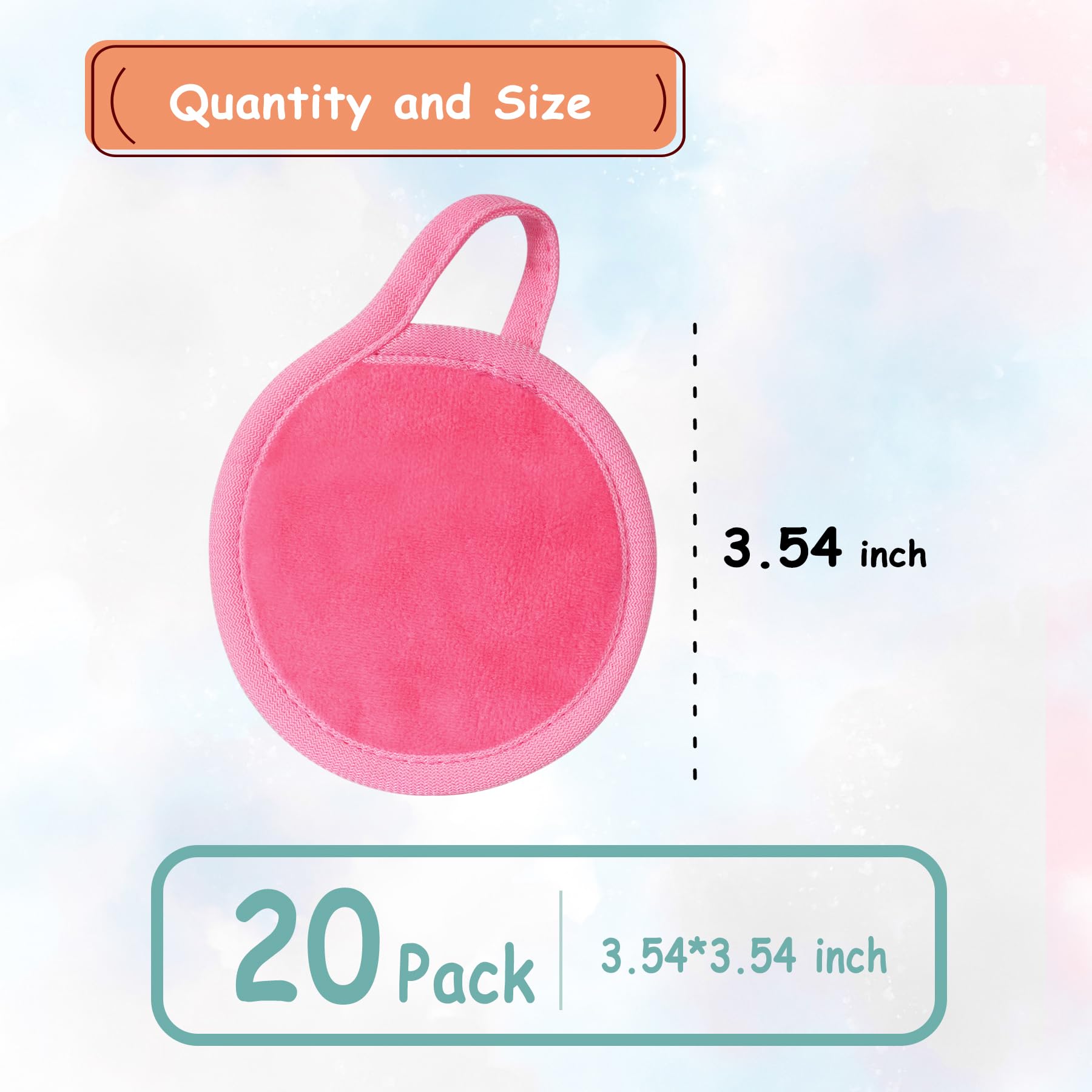 Nugilla 20 Packs Reusable Makeup Remover Pads with a Washable Laundry Bag, Microfiber Towel Clean Skin Face Towels, Soft Makeup Remover Cloth, Fast Drying Washcloth (Pink/White)
