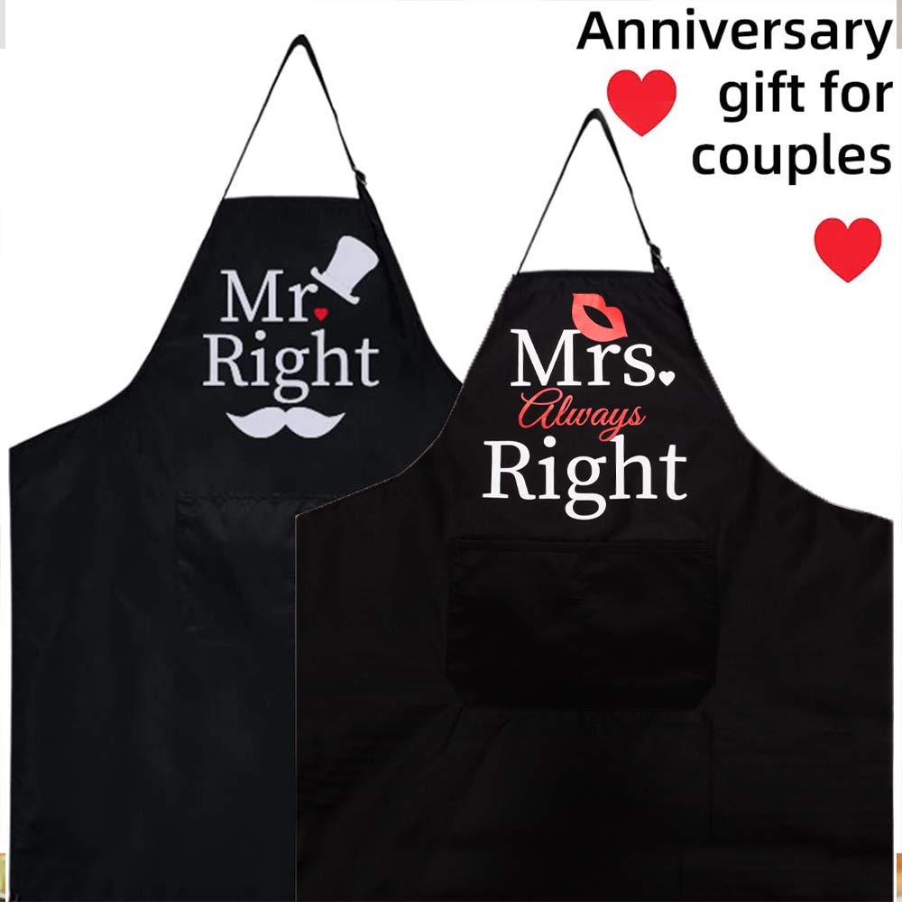ZOORON Mr and Mrs 2 Pieces Kitchen Aprons Set Gifts, Anniversary Couple Gifts, Wedding Gifts for Couple,Aprons for Couplesā¦