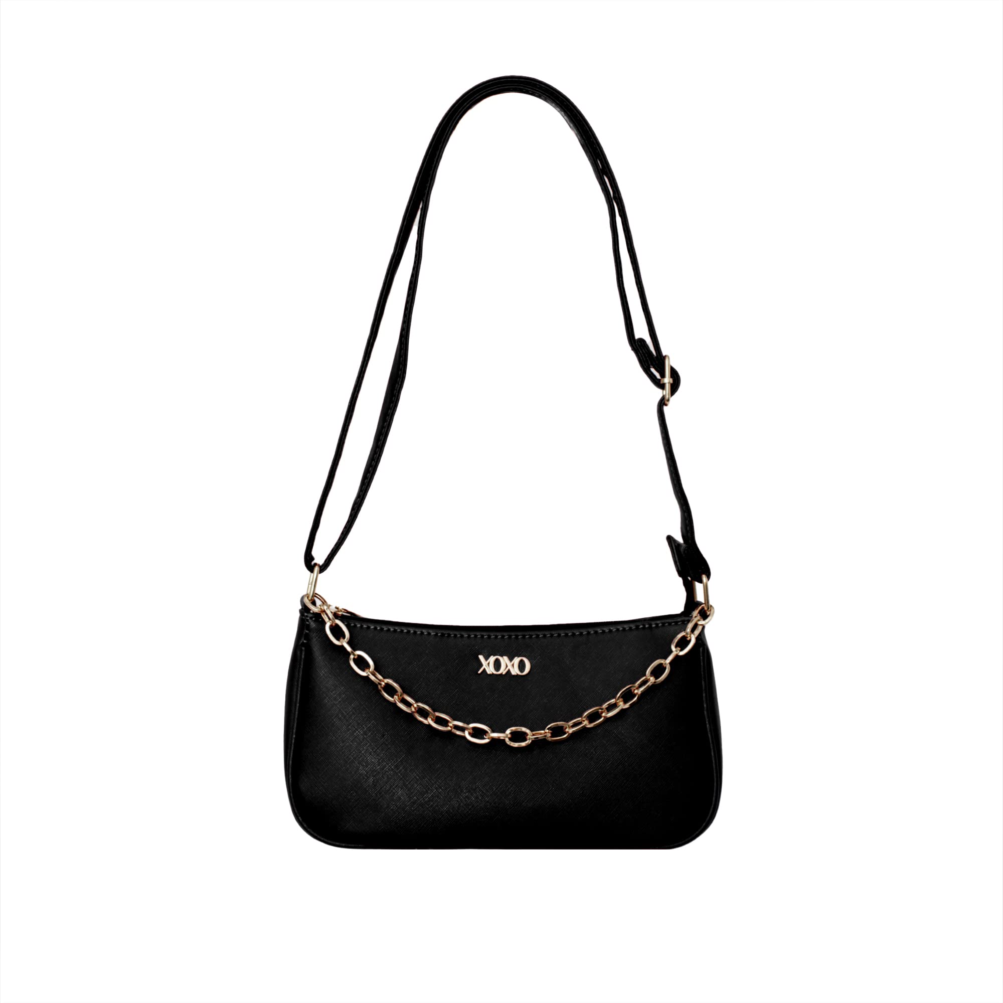 XOXO Women's Handbag Large Black Crossbody With Chain