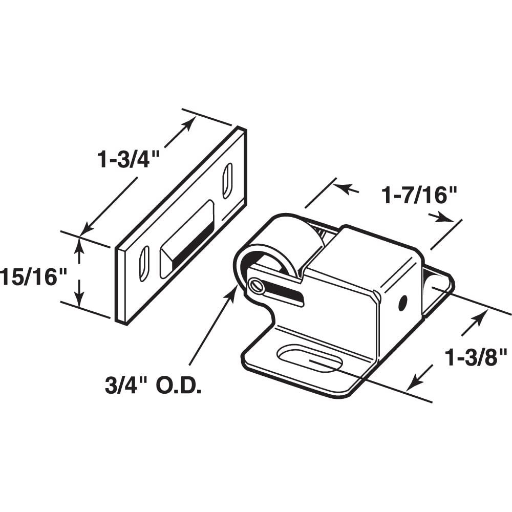 Prime-Line U 9047 Brass Plated Closet Door Roller Catch with Strike, single pack