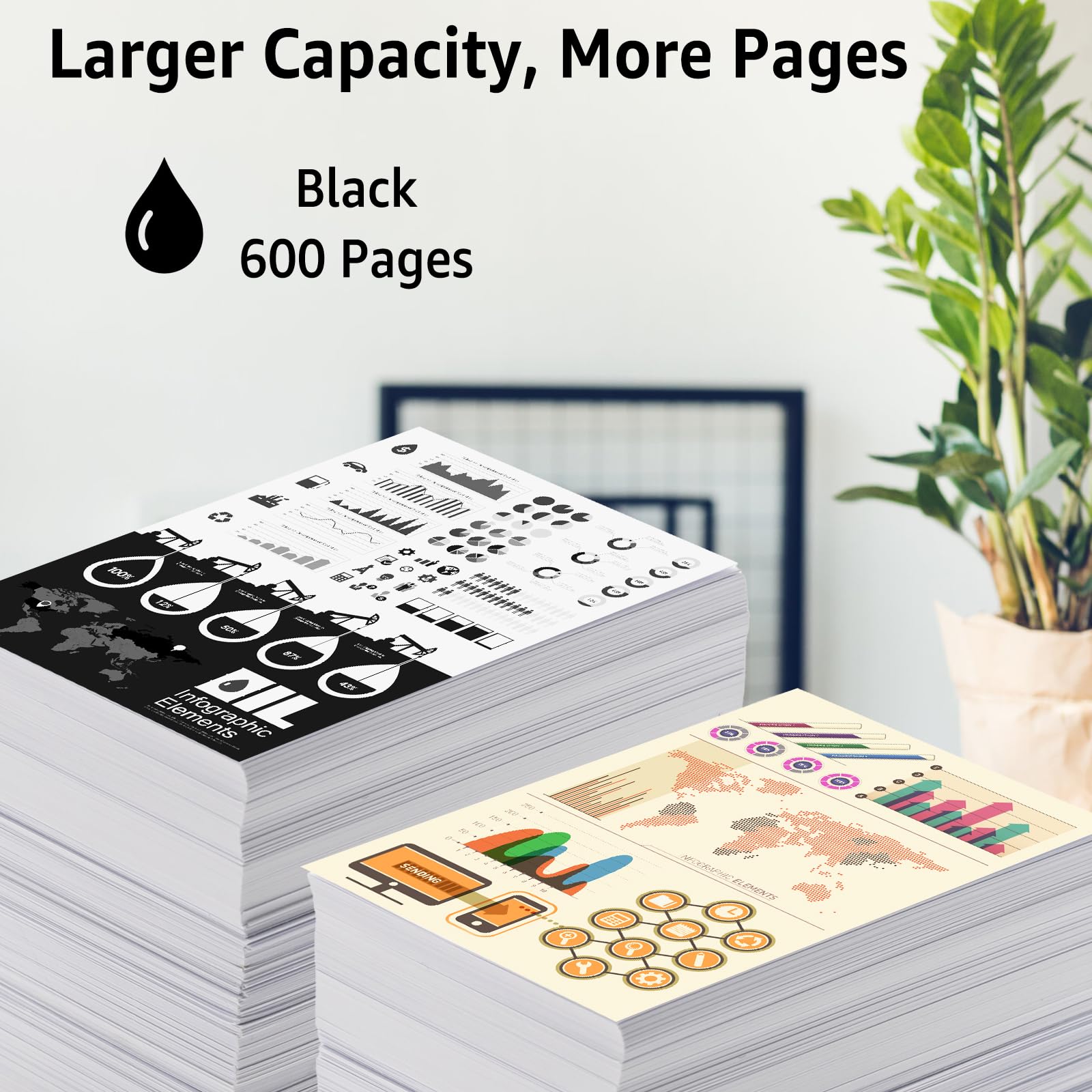 NineLeaf Remanufactured Ink Cartridge Replacement for HP 62XL 62 XL use in Envy 5540 5640 5660 7644 7645 OfficeJet 5740 8040 OfficeJet 200 250 Series Inkjet Printer(10 Pack Black