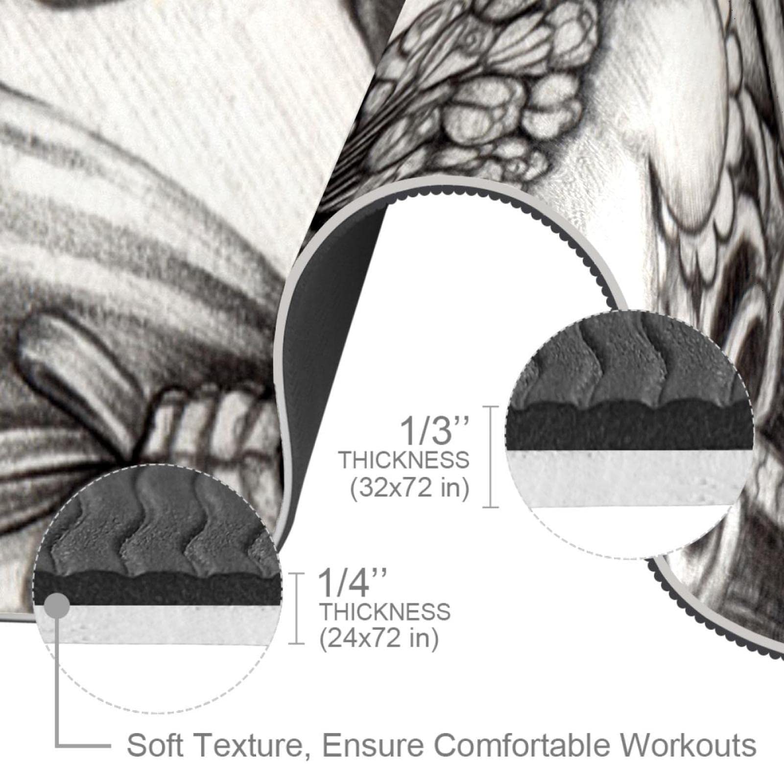 Yoga Mat, Yoga Mats for Home Workout, Workout Mat, Exercise Mats, Pilates Mat, abstract black skeleton married pattern