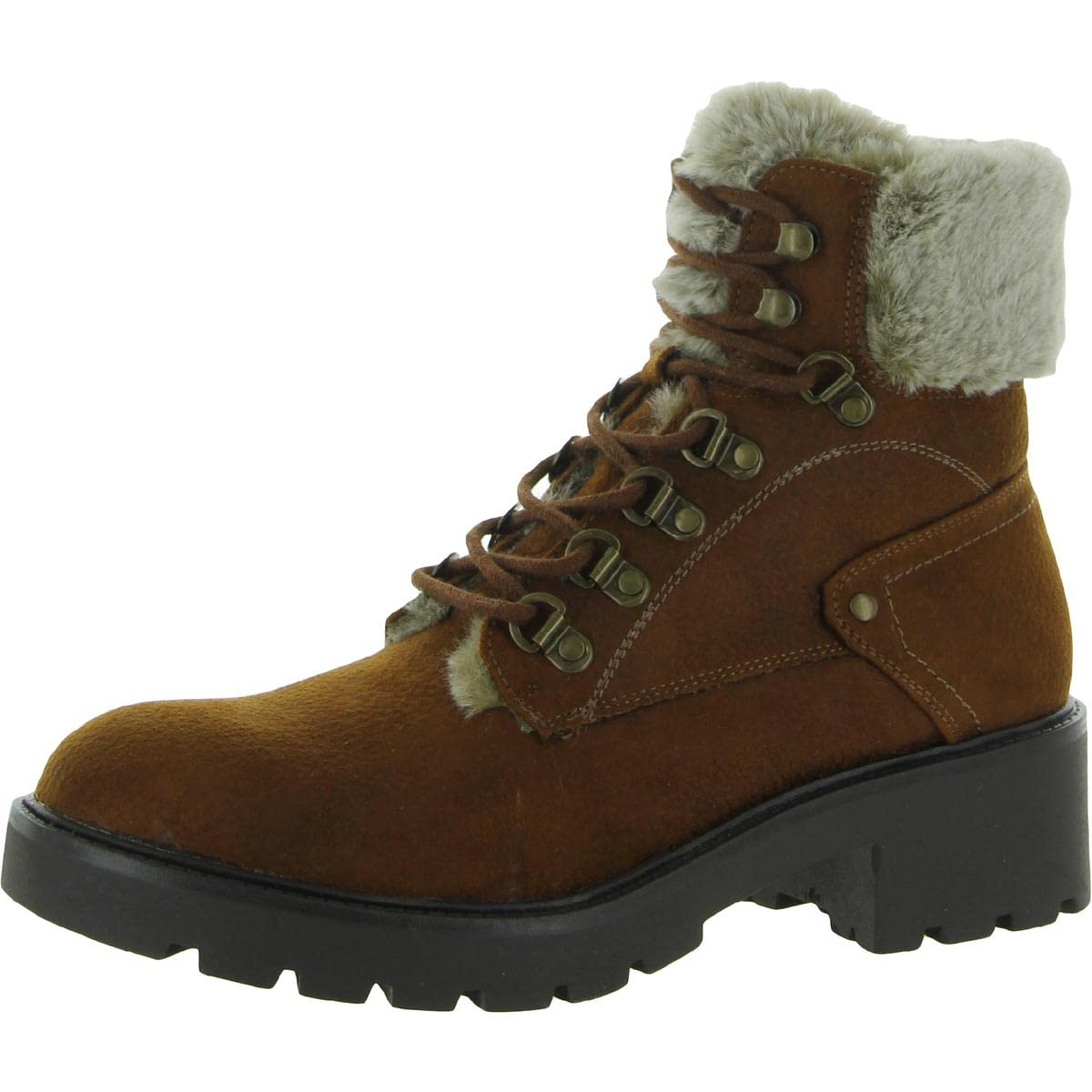 WHITE MOUNTAIN Womens Deserve Leather Lug Sole Hiking Boots Brown 5 Medium (B,M)