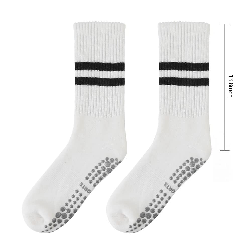 Yoga Socks For Women,Non Slip Skid Socks,Knee High Socks,Ideal for Pilates,Pure Barre, Ballet,Dance,Barefoot Workout 1 Pair (White)