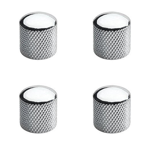 Musiclily Metric 6mm Metal Guitar Dome Knobs Volume Tone Control Knobs with Allen Keys Screw Set for Fender Telecaster Tele Electric Guitar Precision Bass, Chrome(4 Pieces)
