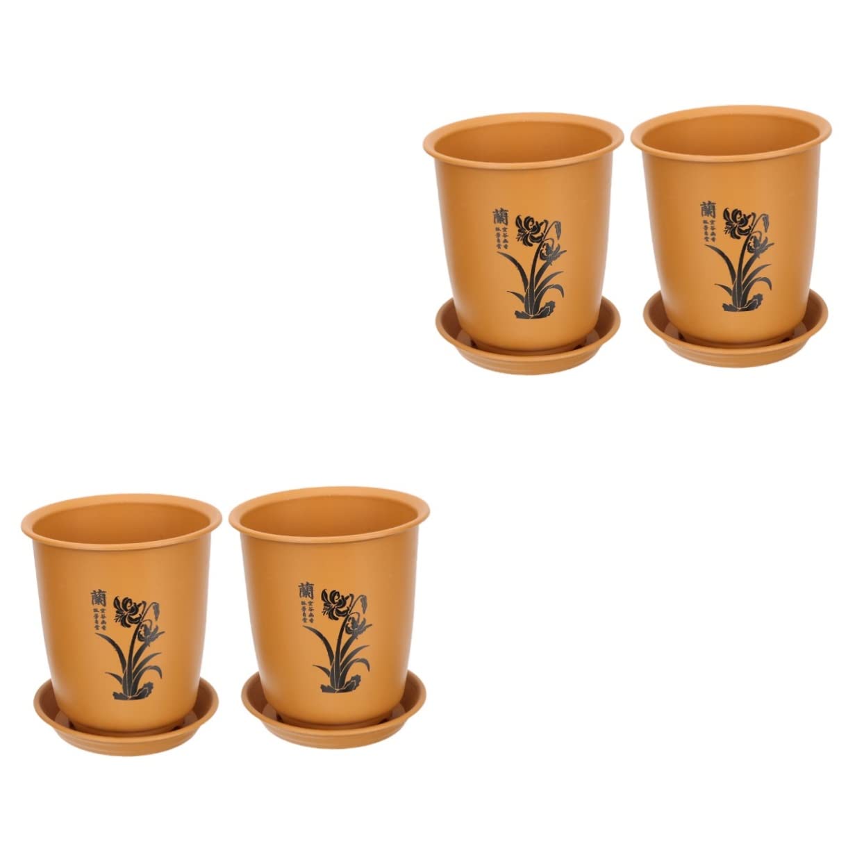 Yardenfun 4 Sets Style Saucer Succulent Breathable Hole Plastic Pots Table Landscape Home Indoor Ceramic Brown Container Decorative Cactus with Vintage Holes Flower Gardening Bonsai Flowers