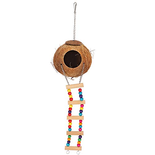 Oreilet Parrot Nest, Coconut Husk 4.7in Birds Nest, Exquisite Non-Toxic Sustainable for Small Pet Bird Hamster Parrot
