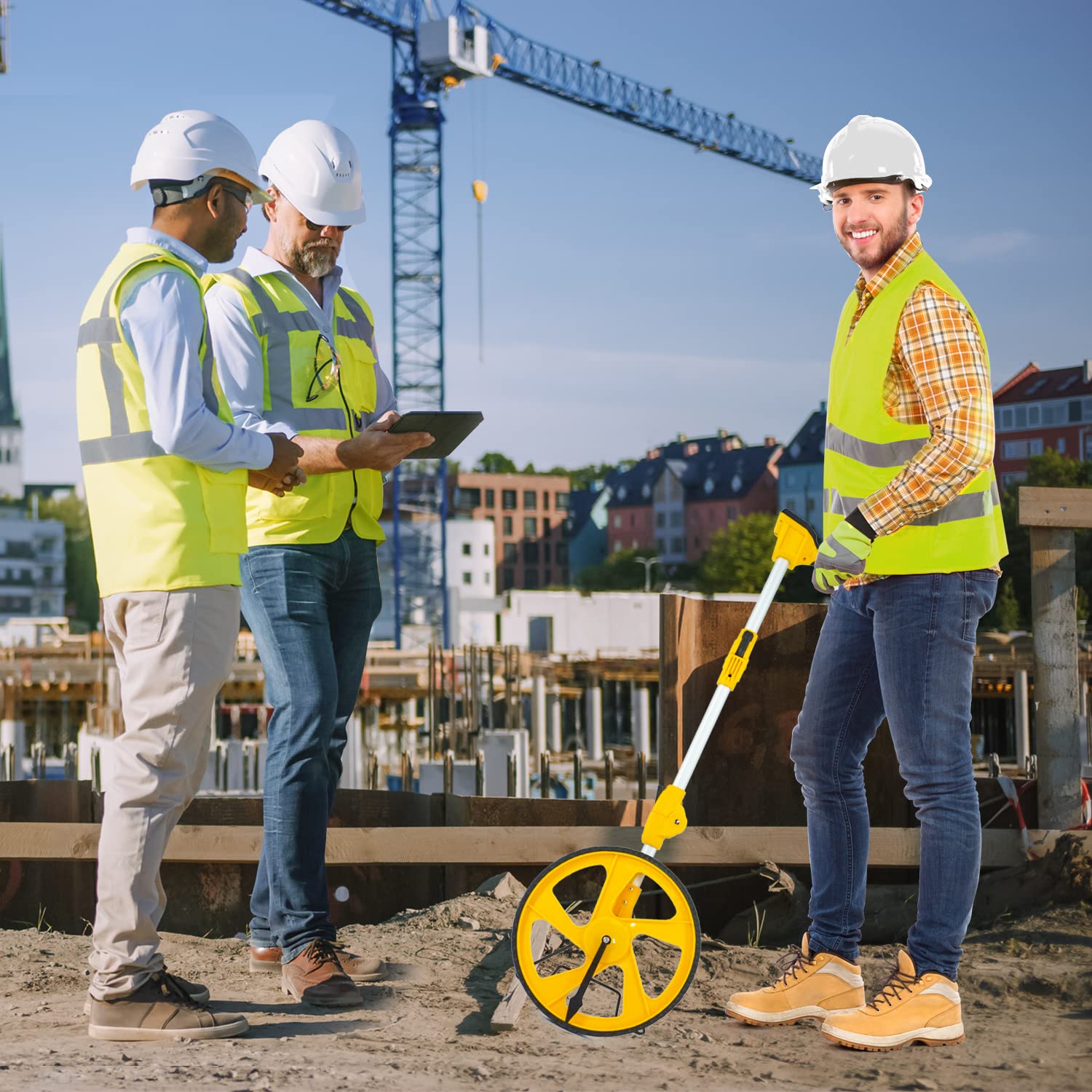 Zozen Measuring Wheel Digital Display, 3-Sections Foldable 12Inch Wheel, Imperial/Metric Measure Wheel with Backlit Display | Up to 99,999Ft/ 99,999M | Portable - with Cloth Backpack.