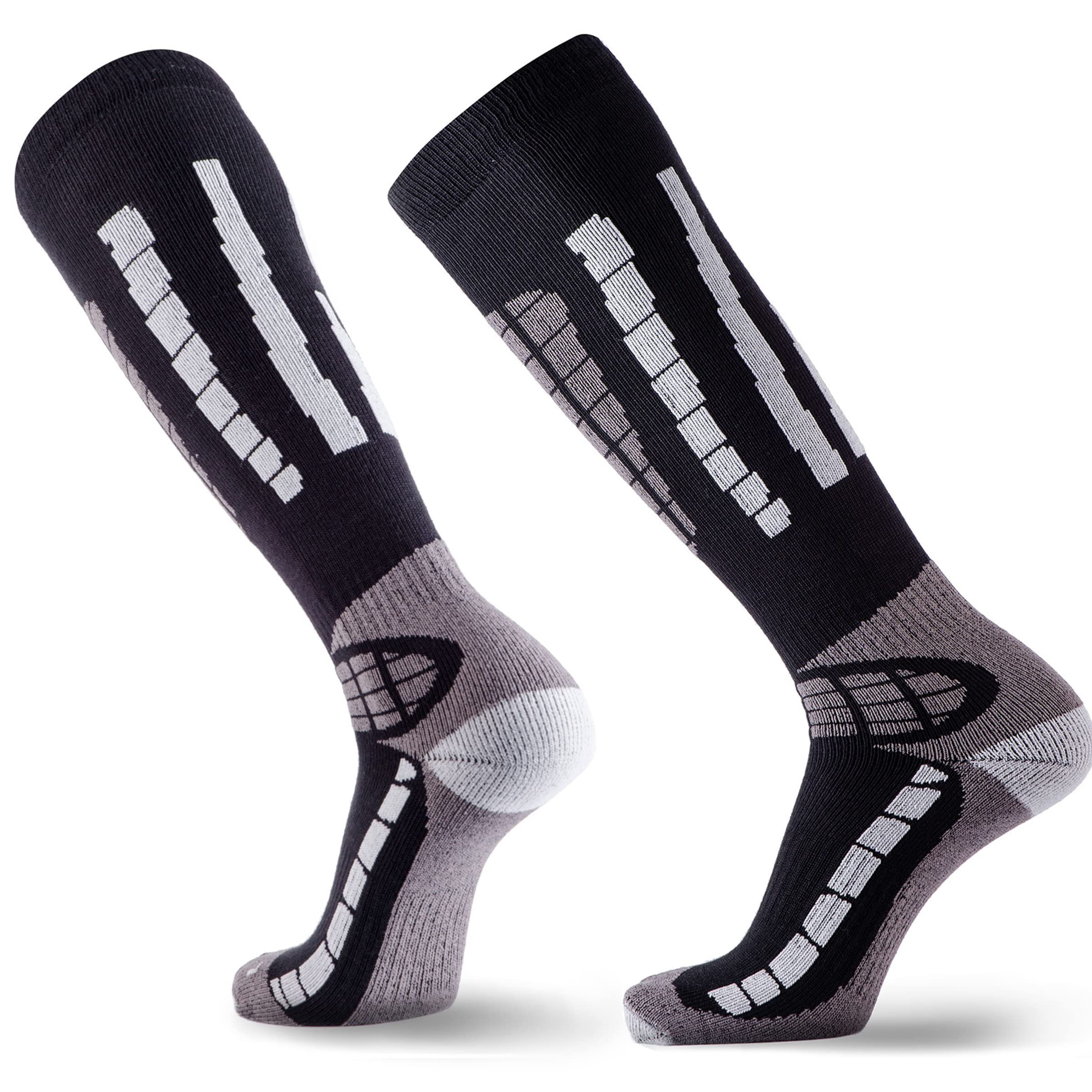 Pure Athlete Ski Socks Warm Merino Wool - Best Lightweight Thin Ski Snowboard Sock Women Men (3 Pairs - Lime/Sky Blue, Large-X-Large)