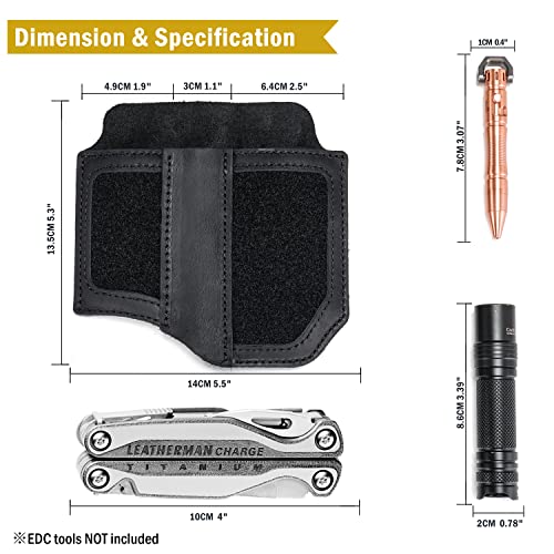 VIPERADE PL8 Multitool Sheath, EDC Leather Organizer Sheath with DIY Patch Area, Leather Sheath for Multitool, Knife, EDC Tools, EDC Pocket Organizer for Men