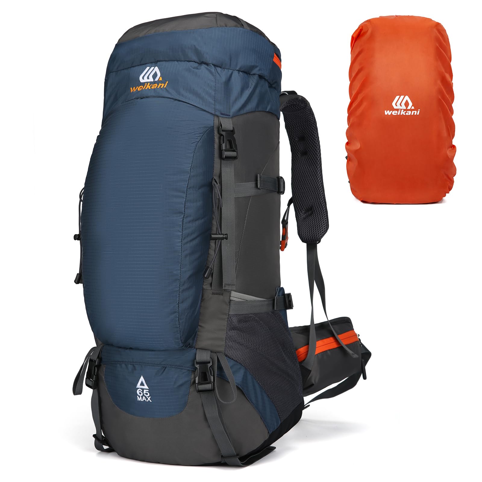 Unineovo 50L/60L/65L Waterproof Hiking Camping Backpack with Rain Cover, Lightweight Outdoor Sport Travel Daypack