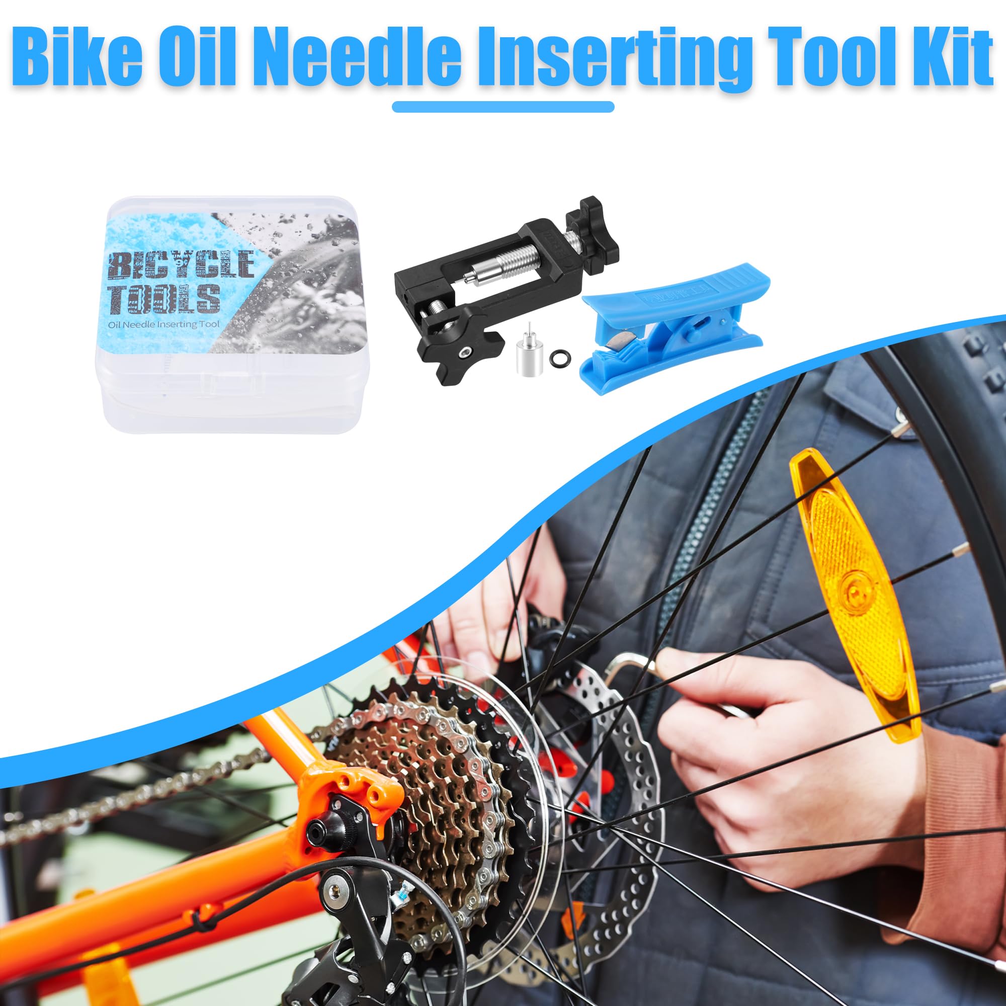 X AUTOHAUX Universal Bike Bicycle Hydraulic Disc Brake Hose Banjo Needle Driver Insertion Tool Kit with Cutter for Mountain Bike
