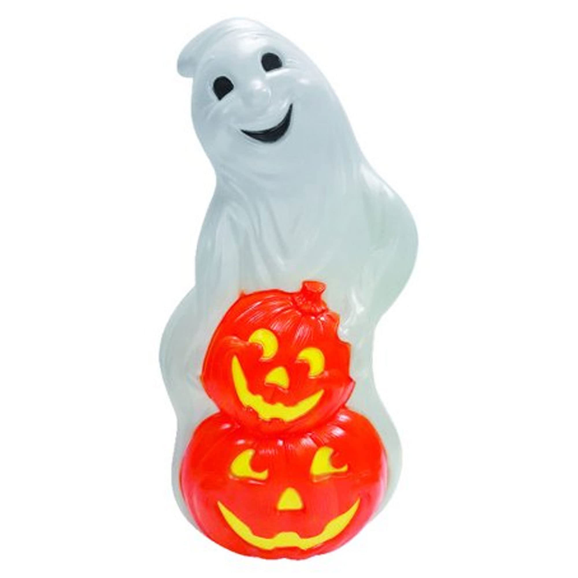 Union Products 56480 60-Watt Light Up Ghost and Pumpkin Halloween Outdoor Garden Statue Decoration Made from Blow-Molded Plastic, White/Orange