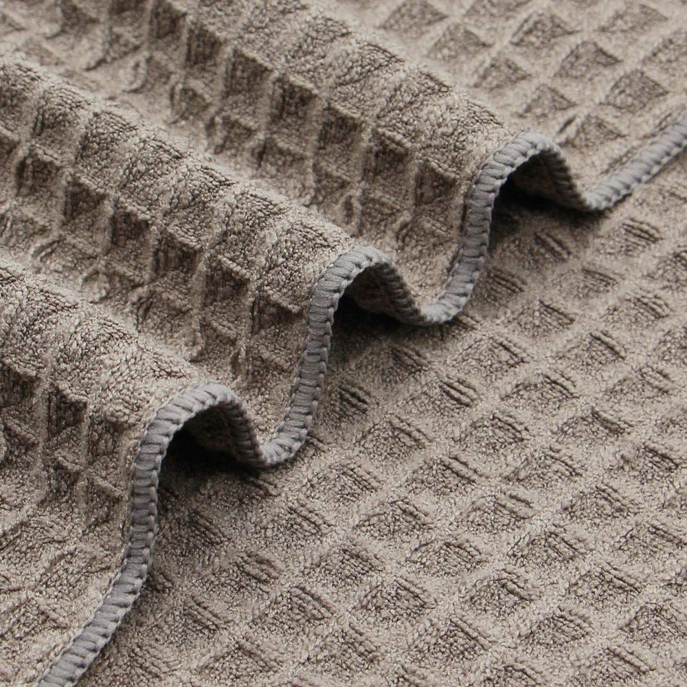 VeraSong Waffle Weave Kitchen Towels Thick Microfiber Dish Drying Towels Absorbent Tea Towels Hand Towel Lint Free 16Inch x 24Inch 3 Pack Gray