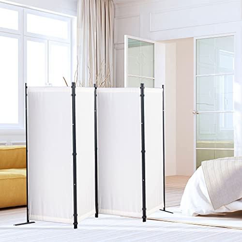 Partition Room Divider,4 Panel Room Dividers,Privacy Screen,Temporary Wall Divider for Home Office Hospital School Dorm(Cream White)