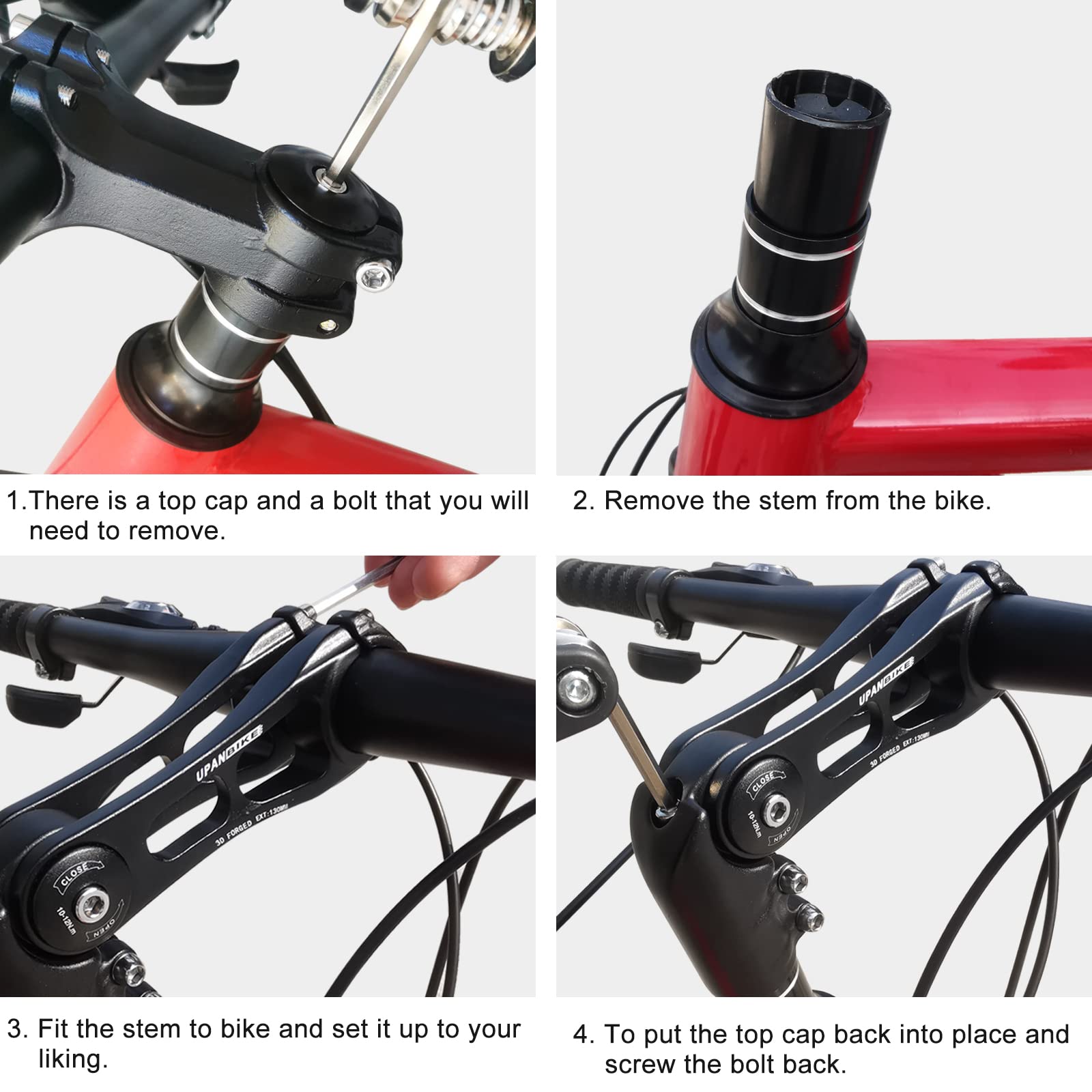 UPANBIKE Bike Stem - 130 Degree Adjustable Bicycle Stem- 75mm Handlebar Stem Riser for 31.8(1-1/4") Handlebars