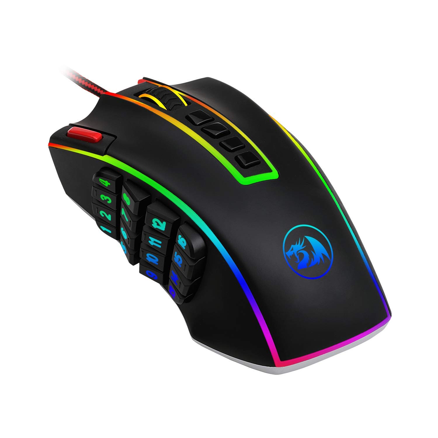Redragon M990 Legend 24000 DPI High-Precision Programmable Laser Gaming Mouse for PC, MMO FPS, 16 Side Buttons, 5 Programmable User Profiles, 5 LED Lighting Modes (Black)