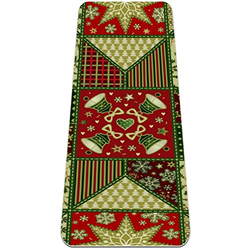 Yoga Mat, Yoga Mats for Home Workout, Workout Mat, Exercise Mats, Pilates Mat, Christmas Colorful Texture Plaid pattern