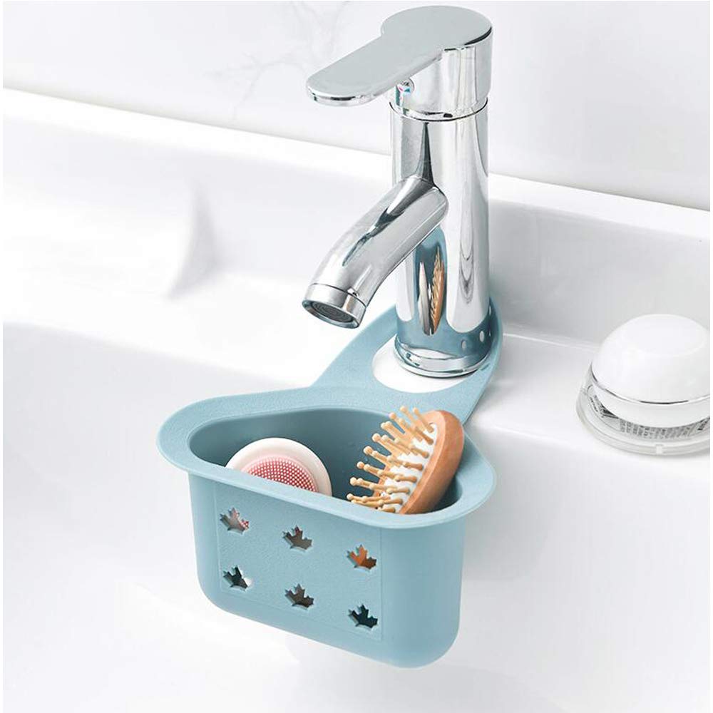 TuuTyss Flexible Hanging Sponge Holder Sink Caddy for Sink Kitchen,Blue,Set pf 1