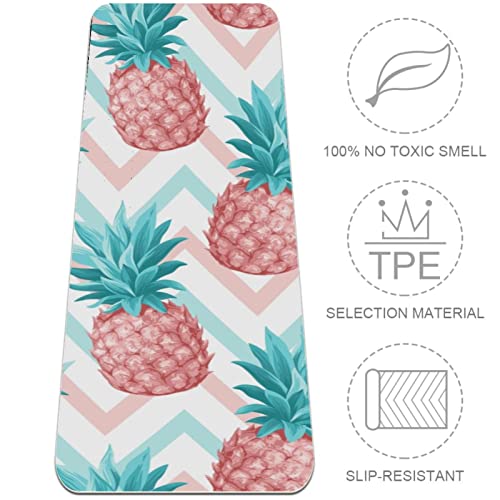 Yoga Mat, Yoga Mats for Home Workout, Workout Mat, Exercise Mats, Pilates Mat, Pineapple Striped Pink pattern