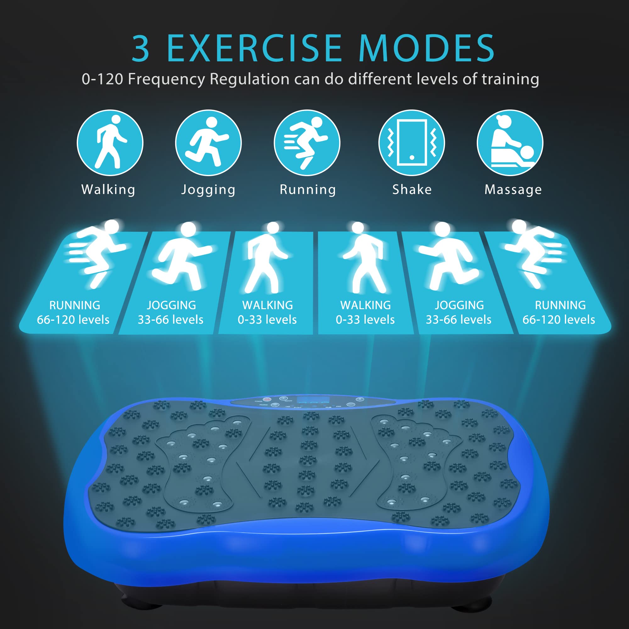 VIVOHOME 120 Levels Vibration Plate Exercise Machine, Remote Control, Resistance Bands Vibrating Platform Workout for Whole Body Weight Loss Toning Home Office
