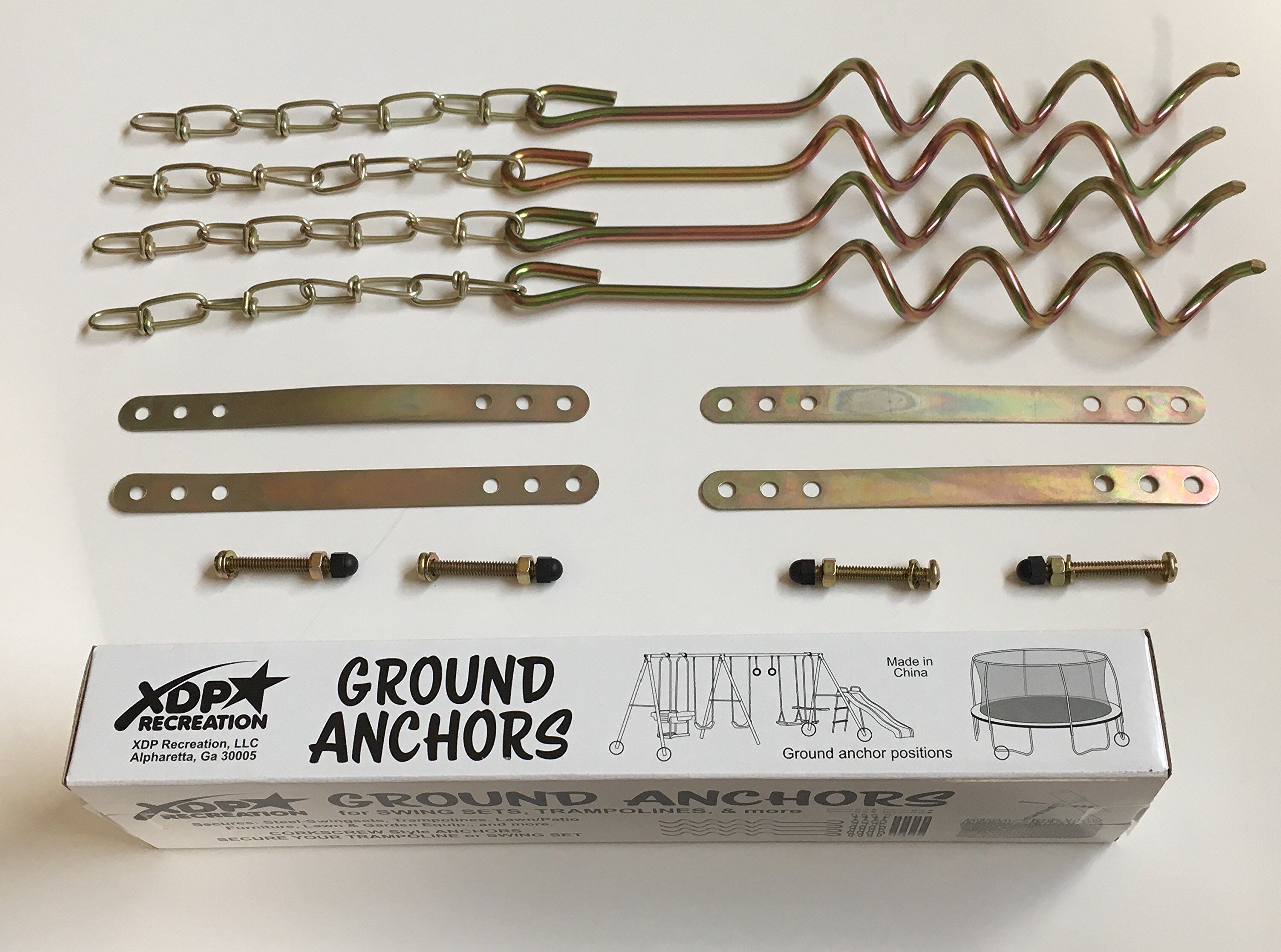 XDP Recreation 70113 Swing Set, Trampoline, & Patio Furniture Metal Ground Anchor Kit Hardware,Bronze
