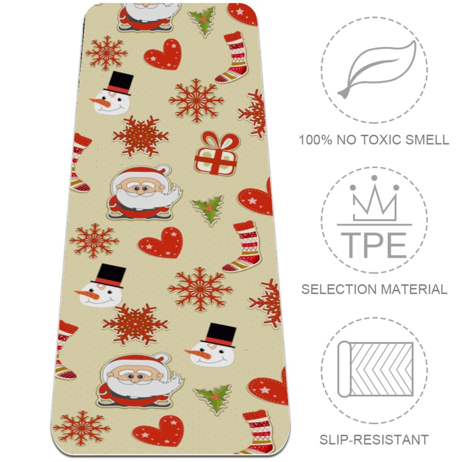 Yoga Mat, Yoga Mats for Home Workout, Workout Mat, Exercise Mats, Pilates Mat, Christmas Decoration Pattern