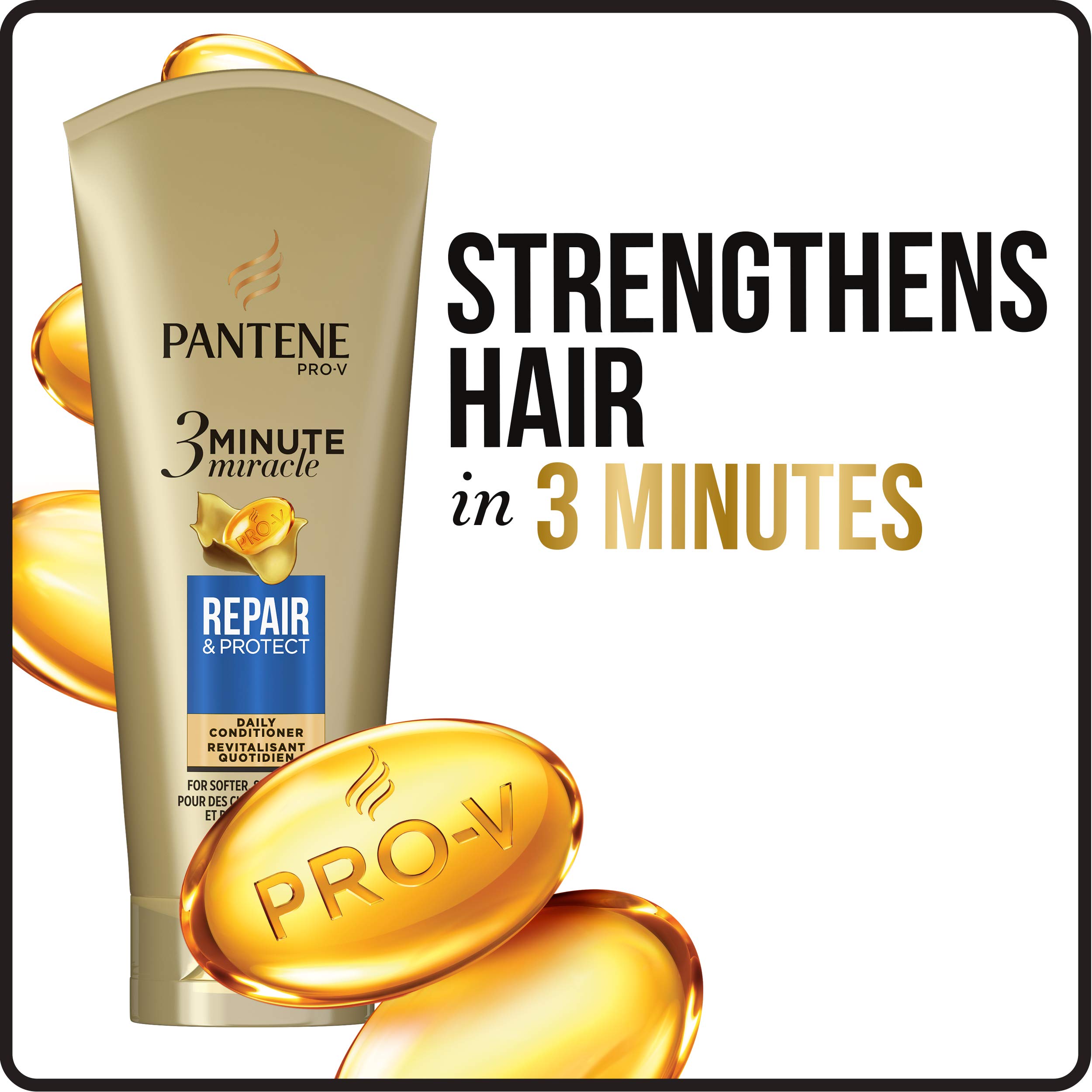 Pantene, Conditioner, Pro-V Repair and Protect for Damaged Hair, 3 Minute Miracle, 6 fl oz, Triple Pack