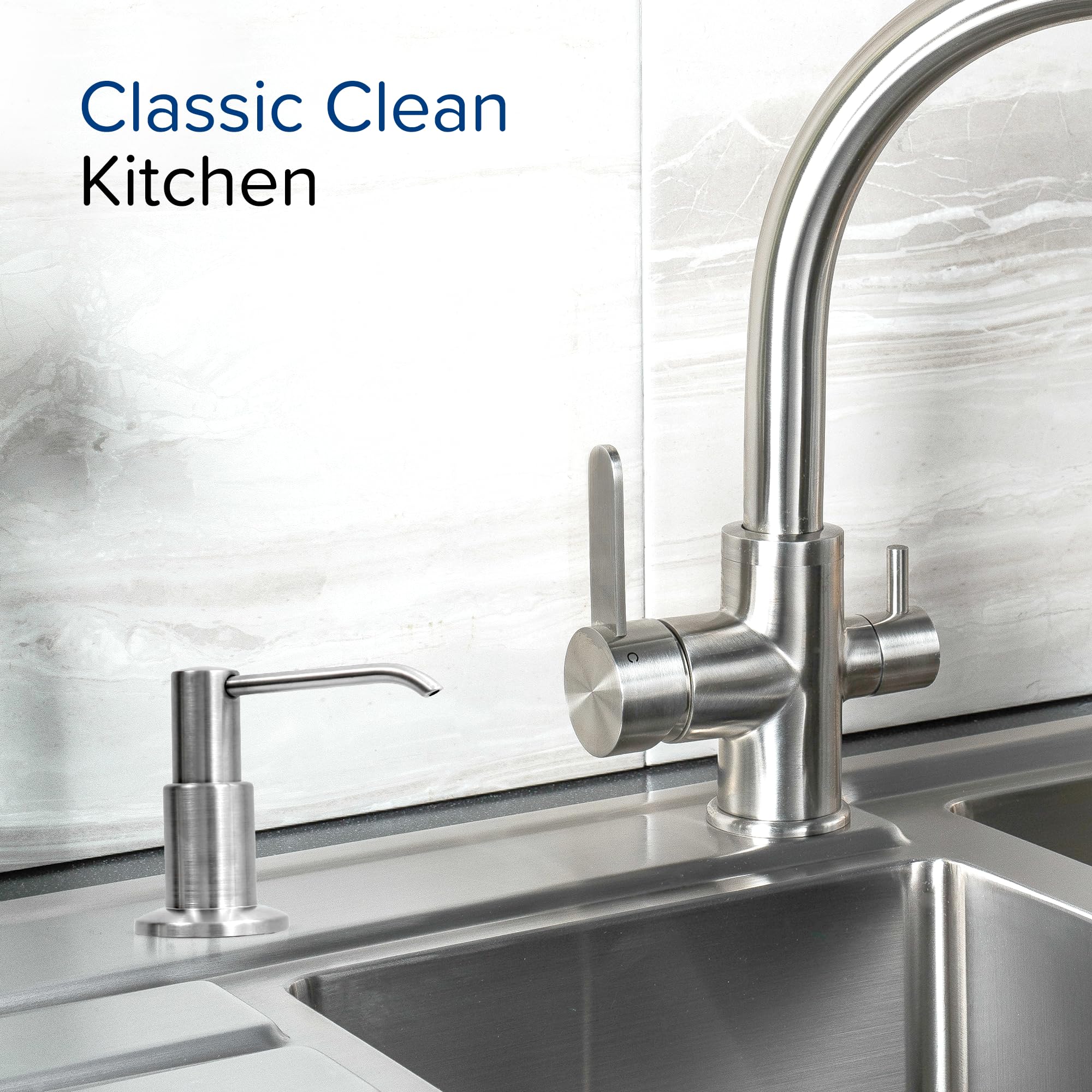 Soap Dispenser for Kitchen Sink with Large 500 ml (17 oz) Bottle, Stainless Steel Kitchen Sink Soap Dispenser Pump - Refill from top, Brushed Nickel Built in Counter soap Dispenser, Rust Resistant