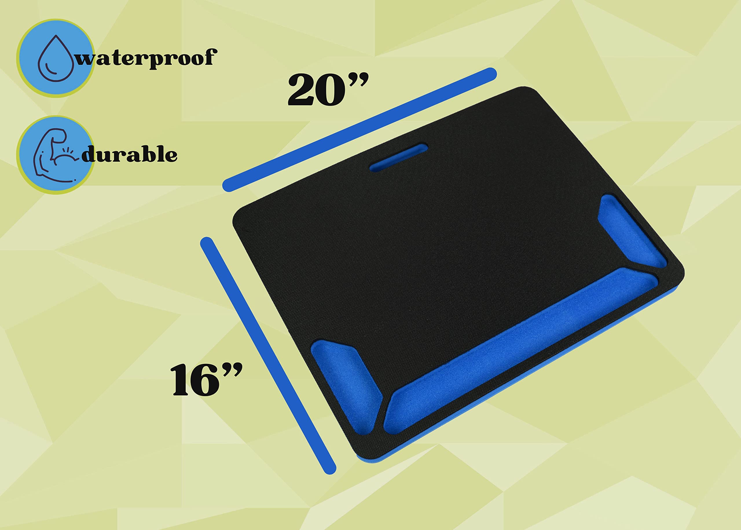 Polar Whale Portable Knee Cushion Blue and Black with Tool Pocket for Home Garden Work Automotive Workshop and More Durable Thick Comfortable High Density Waterproof Foam 20 x 16 Inches Kneeling Pad