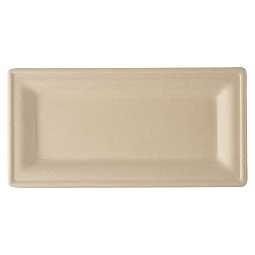 Restaurantware Pulp Safe No PFAS Added 10 x 5.1 Inch Rectangle Plates 100 Disposable Plates - Home Compostable Microwavable And Freezable Bagasse Plates For Hot And Cold Foods